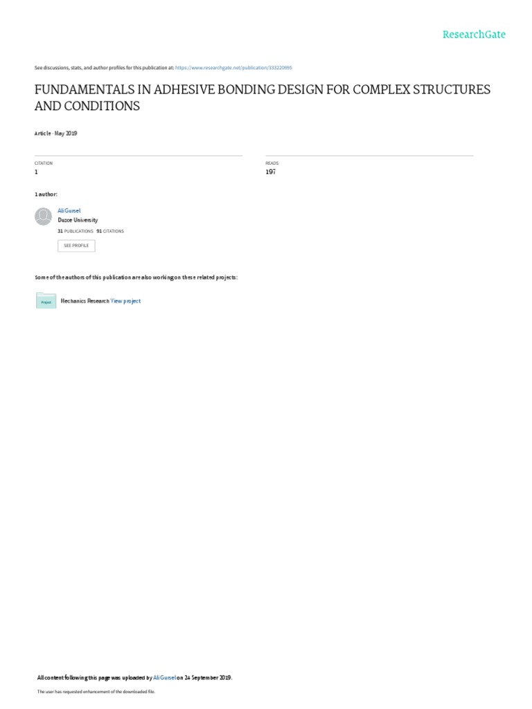 Adhesive Bonding Design for Complex Structures | PDF | Adhesive ...