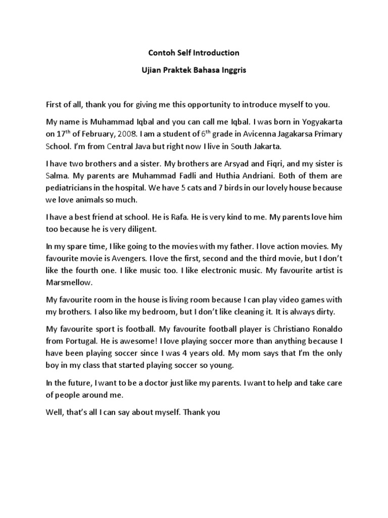 Contoh Self Introduction | PDF