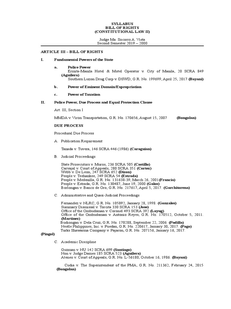 Constitutional Law II Syllabus-Revised | PDF | Justice | Crime & Violence Constitutional Law II Syllabus-Revised | PDF | Justice | Crime & Violence