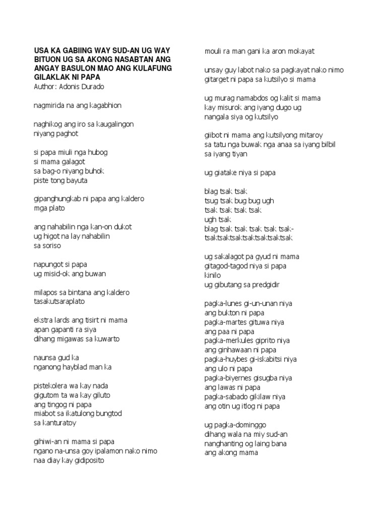 Usa Ka Gabiing Way Sud-An Ug Way Bituon Ug Sa Akong Nasabtan Ang Angay ...