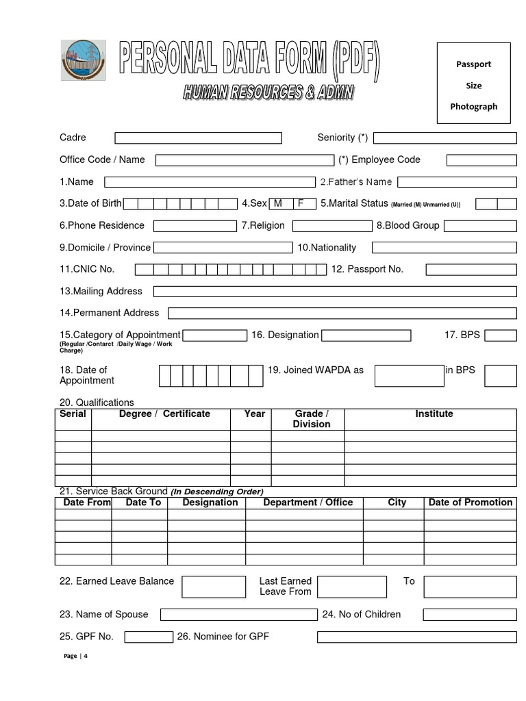 Personal Data Form | PDF | Government Information | Government