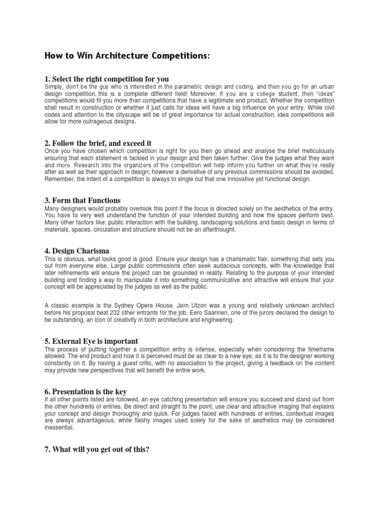 Winning Strategies for Architecture Competitions | PDF | Design ...