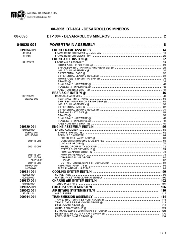 Partes Mti DT-1304 | Download Free PDF | Axle | Automotive Industry