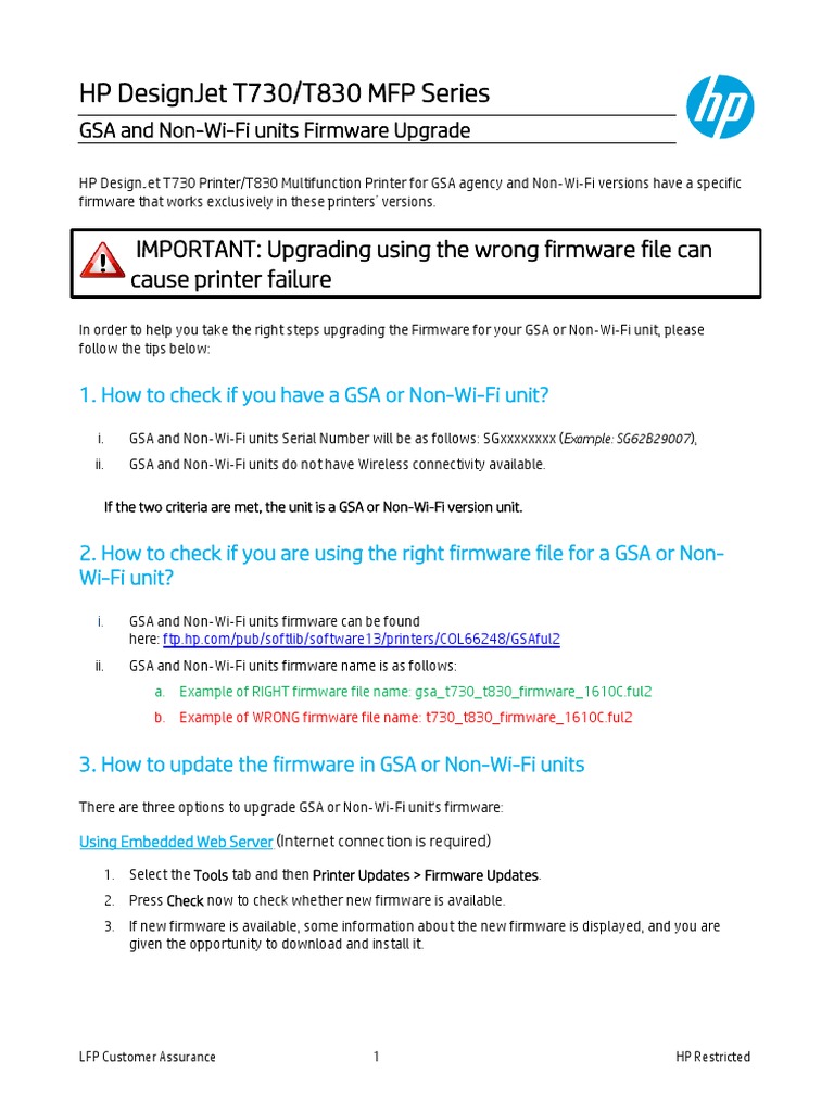 GSA Firmware Update for T730/T830 Printers | PDF | Computer Engineering | Digital Technology