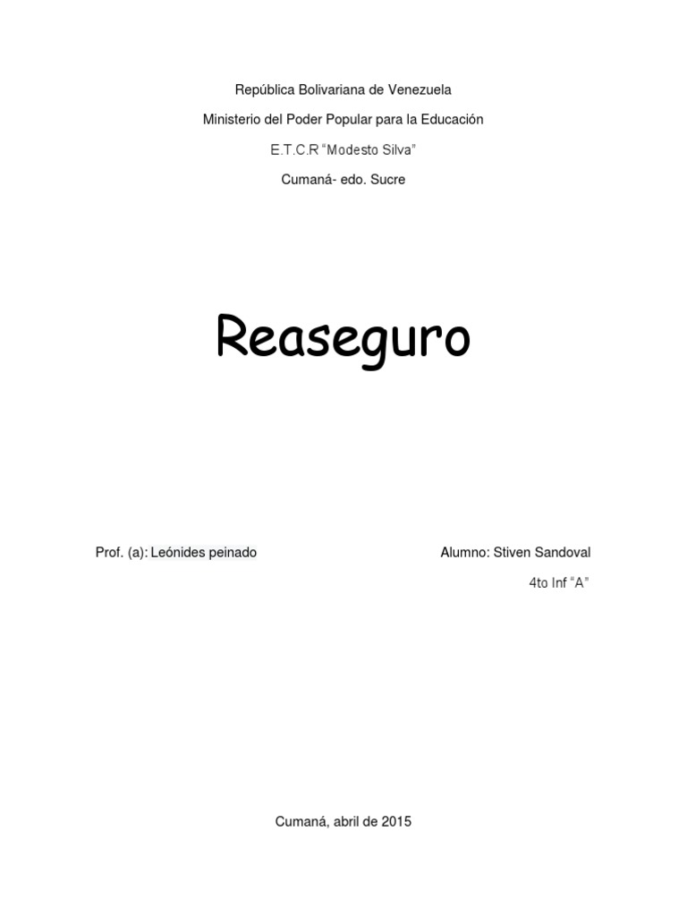 Reaseguro | PDF | Reaseguro | Póliza de seguros