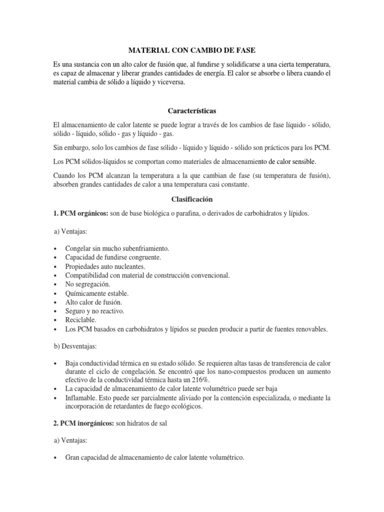 Clasificación de Materiales PCM | PDF | Fase (materia) | Congelación