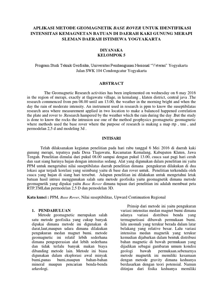 Aplikasi Metode Geomagnetik Base Rover U | PDF | Metode & Bahan Ajar ...