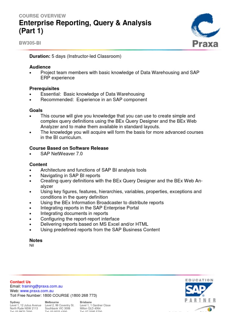 Learn SAP BI Reporting, Querying & Analysis | PDF | Sap Se | Software ...