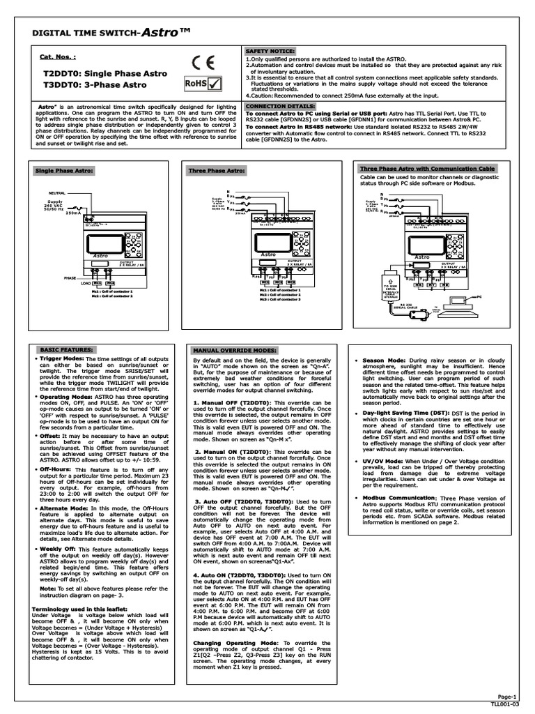 Astro Timer Switch GIC T2DDT0-manual PDF | PDF | Manufactured Goods ...