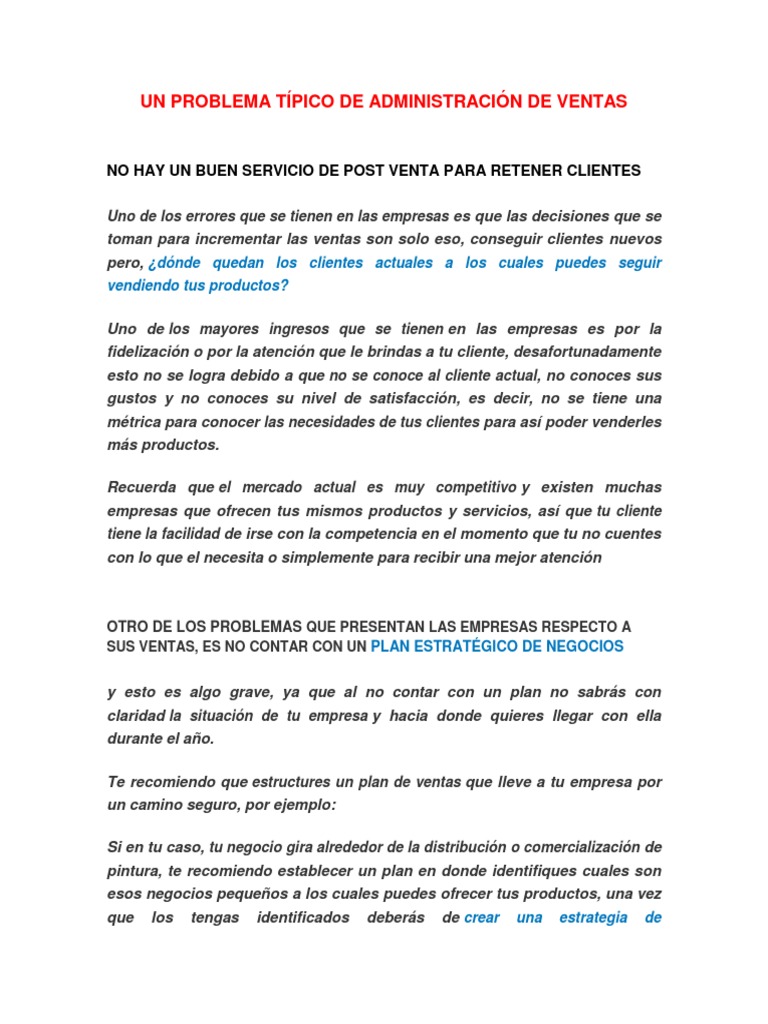 Un Problema Típico de Administración de Ventas | PDF | Cliente | Business