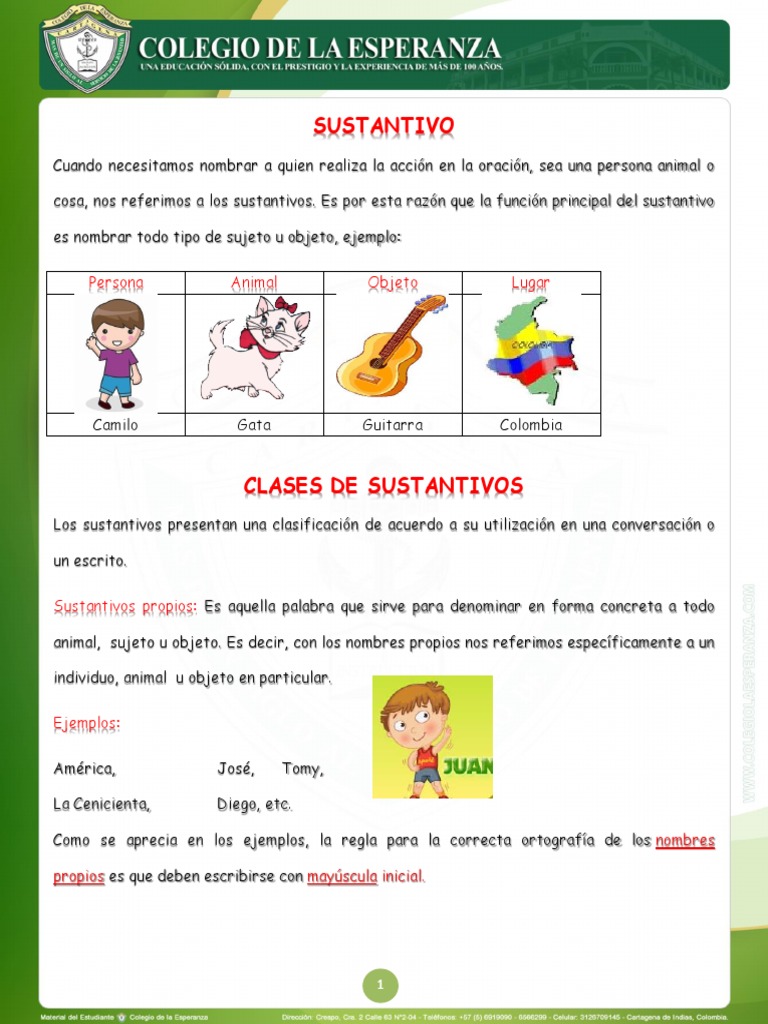 Tema 3 Sustantivo y Sus Clases PDF | PDF | Sustantivo | Lingüística