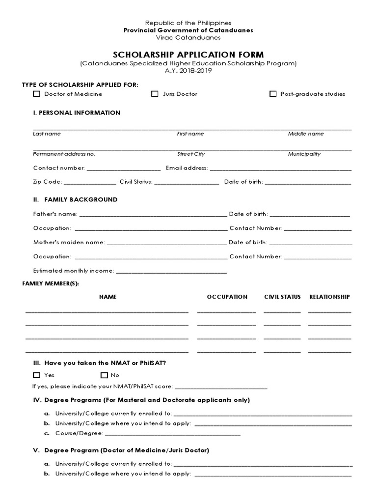 Scholarship Form | PDF | Doctorate | Academic Degree