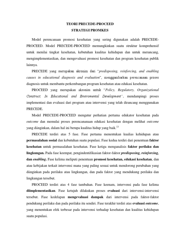 TEORI PRECEDE-PROCEED | PDF