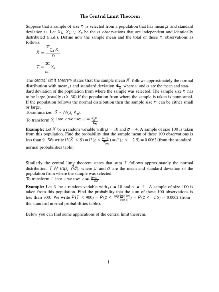 Central Limit Theorem Explained | PDF | Standard Deviation | Normal Distribution
