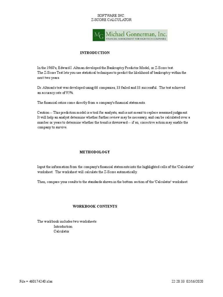 Altman-Z-Score Calc Excel | PDF | Worksheet | Equity (Finance)