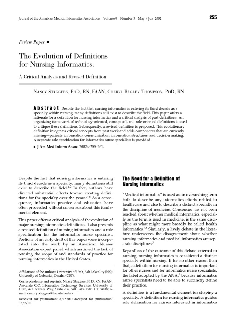 The Evolution of Definitions For Nursing Informatics PDF | PDF | Health ...