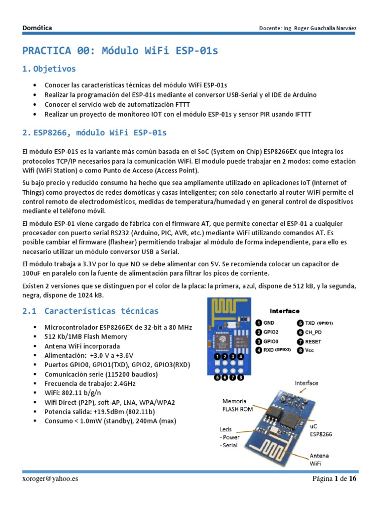 P00 Modulo ESP01 PIR IFTTT PDF | PDF | Internet de las Cosas | Facebook