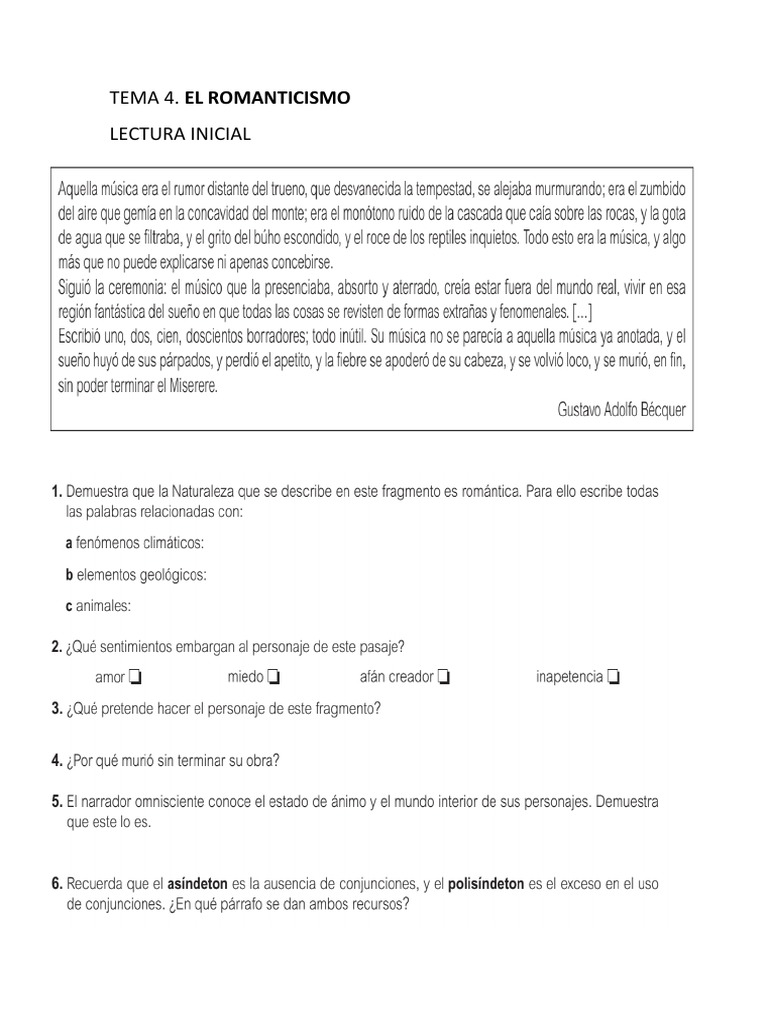 Actividad Inicial Romanticismo | PDF