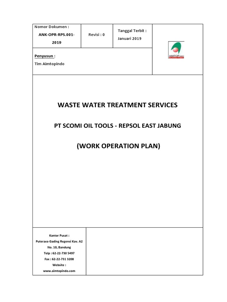 Work Operation Plan Konsep DWWT RO Repsol 2 | PDF