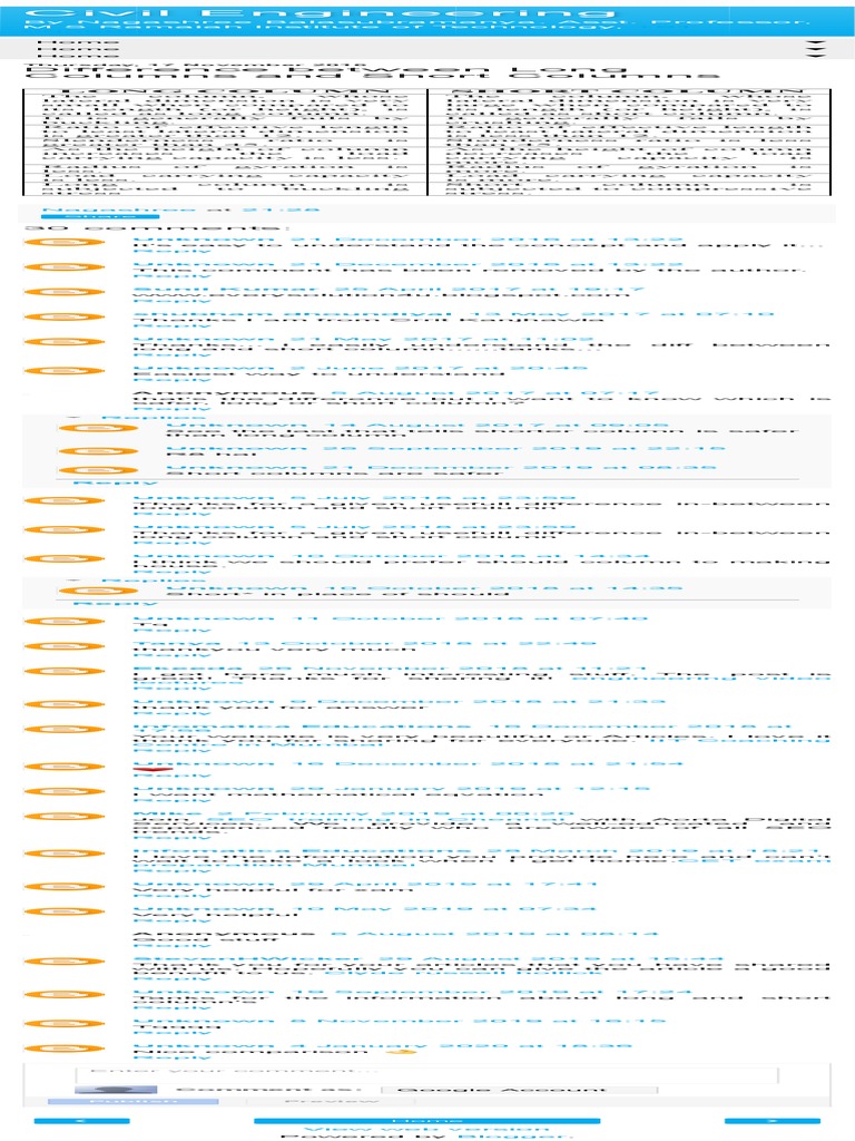 Civil Engineering Difference Between Long Columns and Short Columns ...
