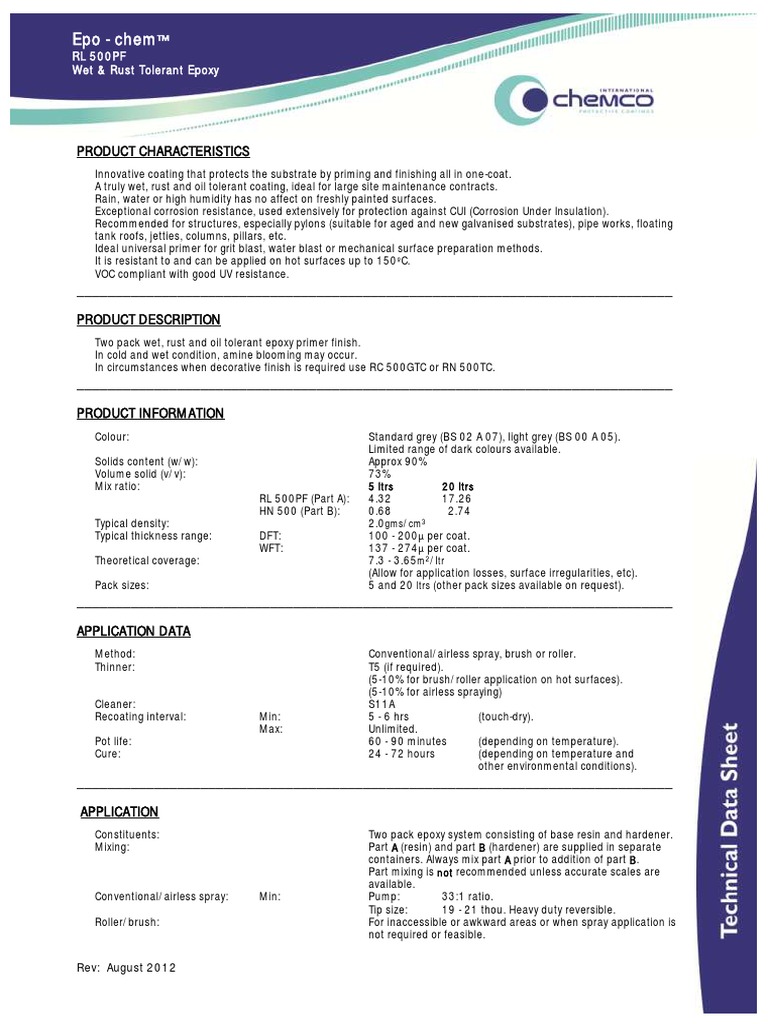 Epo-Chem RL 500PF | Download Free PDF | Epoxy | Rust