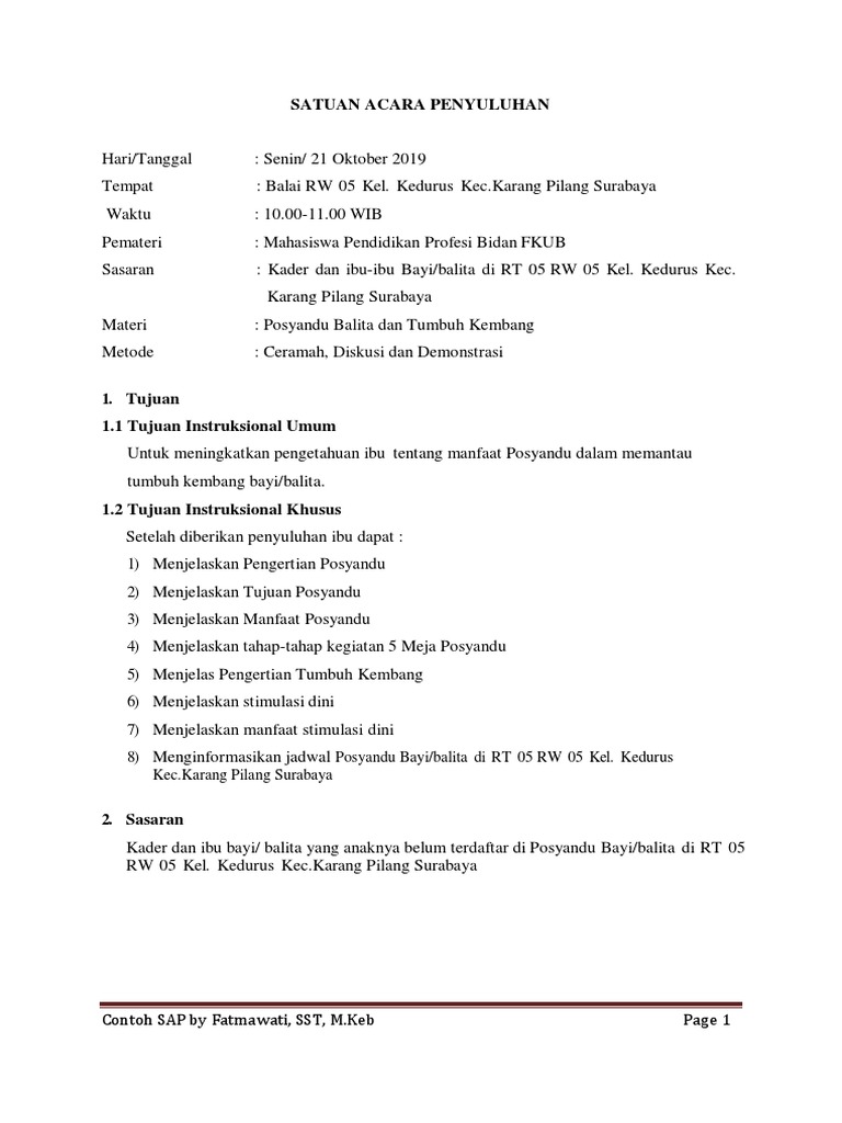 Contoh Sap | PDF | Karier & Perkembangan | Kesehatan Holistik