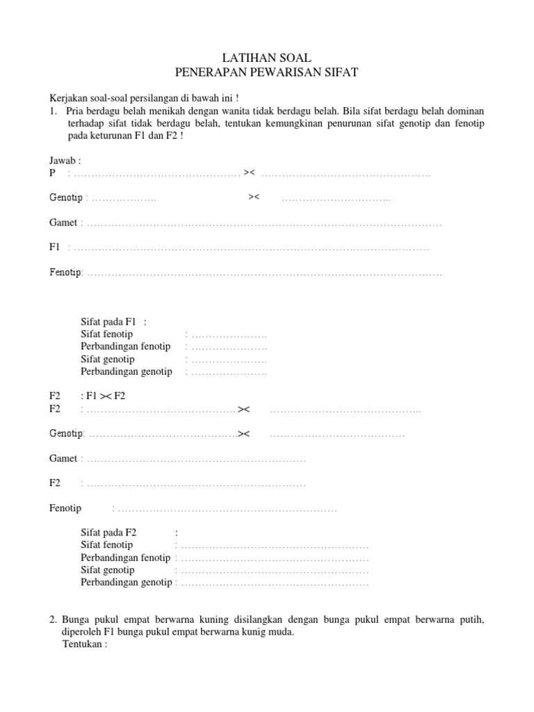Latihan Soal Pewarisan Sifat | PDF