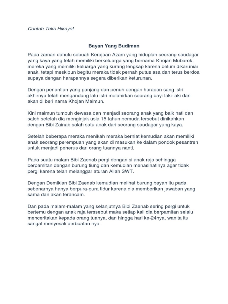 Contoh Teks Hikayat | PDF