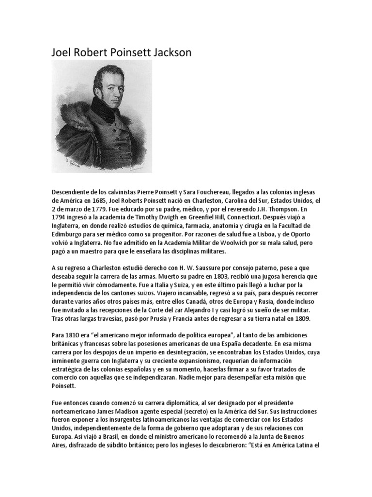 Joel Robert Poinsett | PDF | Los Estados Unidos | Batalla de Trafalgar