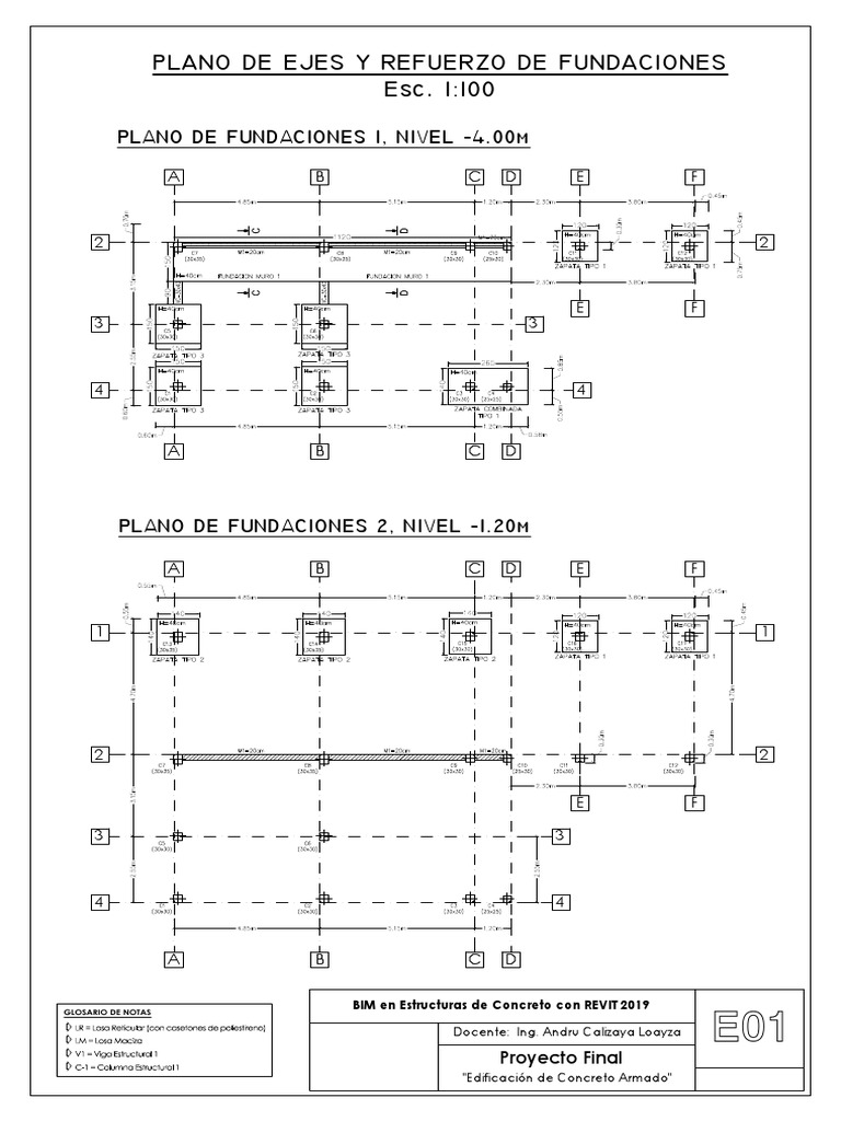 Planos Estructurales de Concreto en REVIT | PDF | Fundación (Ingeniería ...