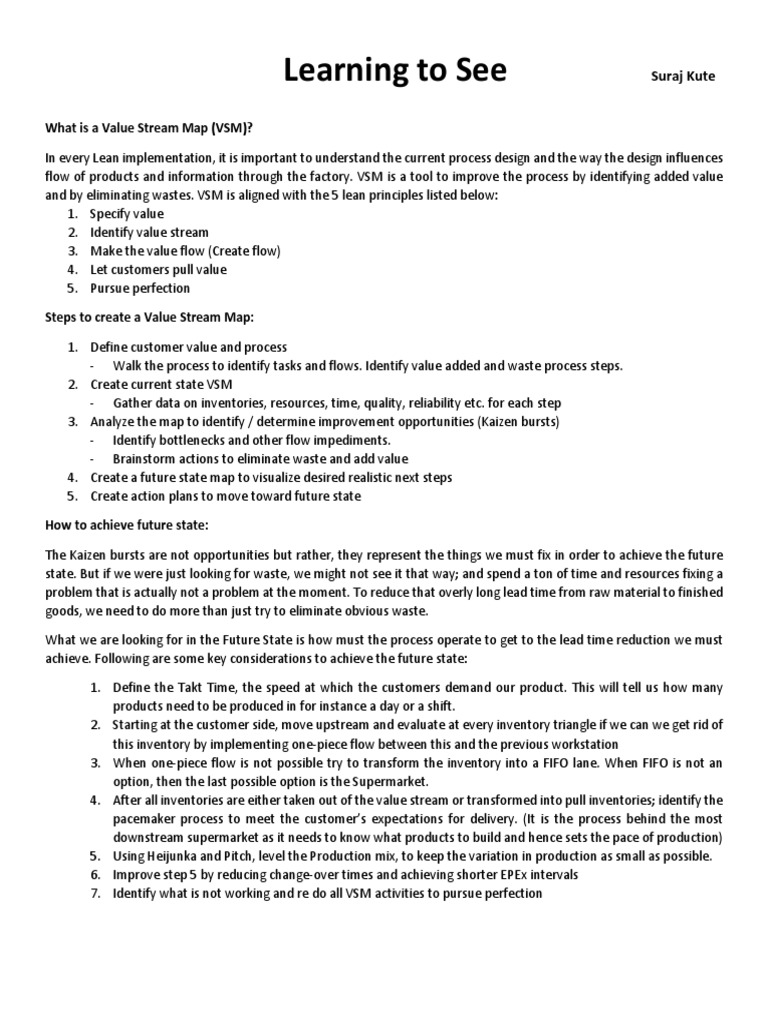 Learning To See - Book Summary | PDF | Lean Manufacturing | Production ...