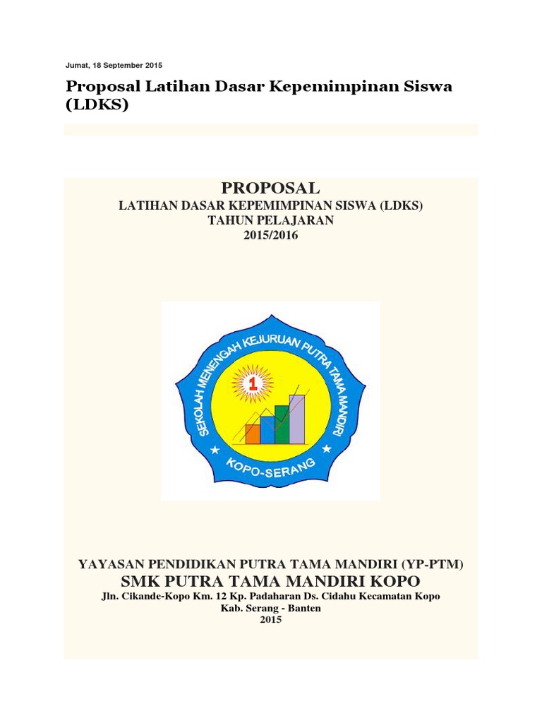 Contoh Proposal Ldks | PDF | Bisnis | Pengembangan Diri