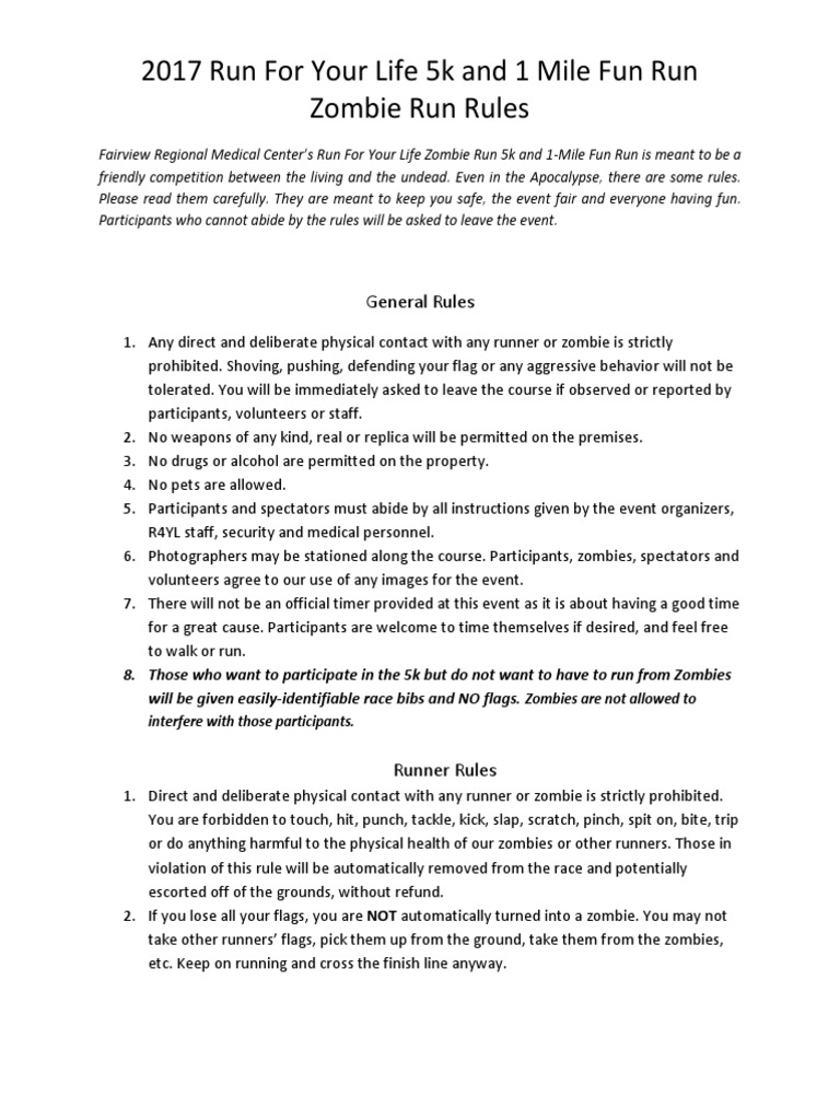 Survive the Zombie Apocalypse: Rules for Participating in a Zombie ...