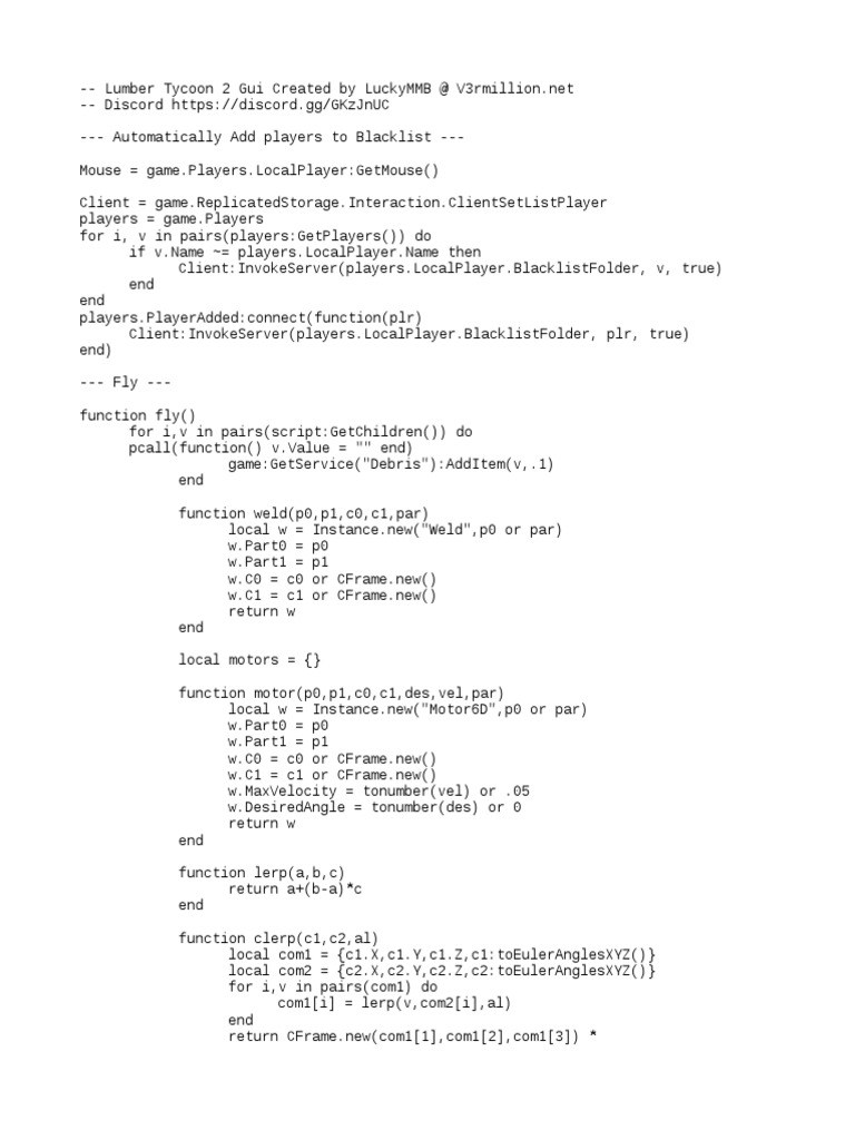 Lumber Tycoon 2 Script... | PDF