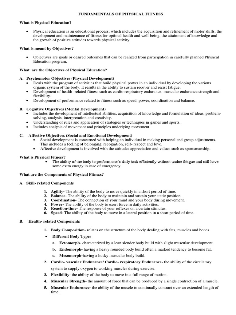 PHED101 - Fundamentals of Physical Fitness | PDF | Physical Fitness ...