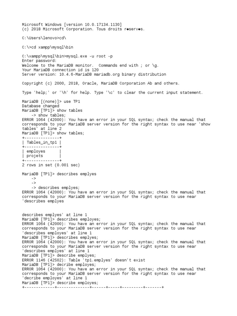 TP1 Base de Donnees | PDF | My Sql | Software Development