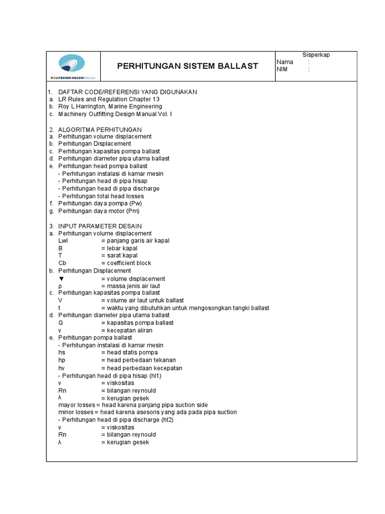 Perhitungan Ballast System | PDF