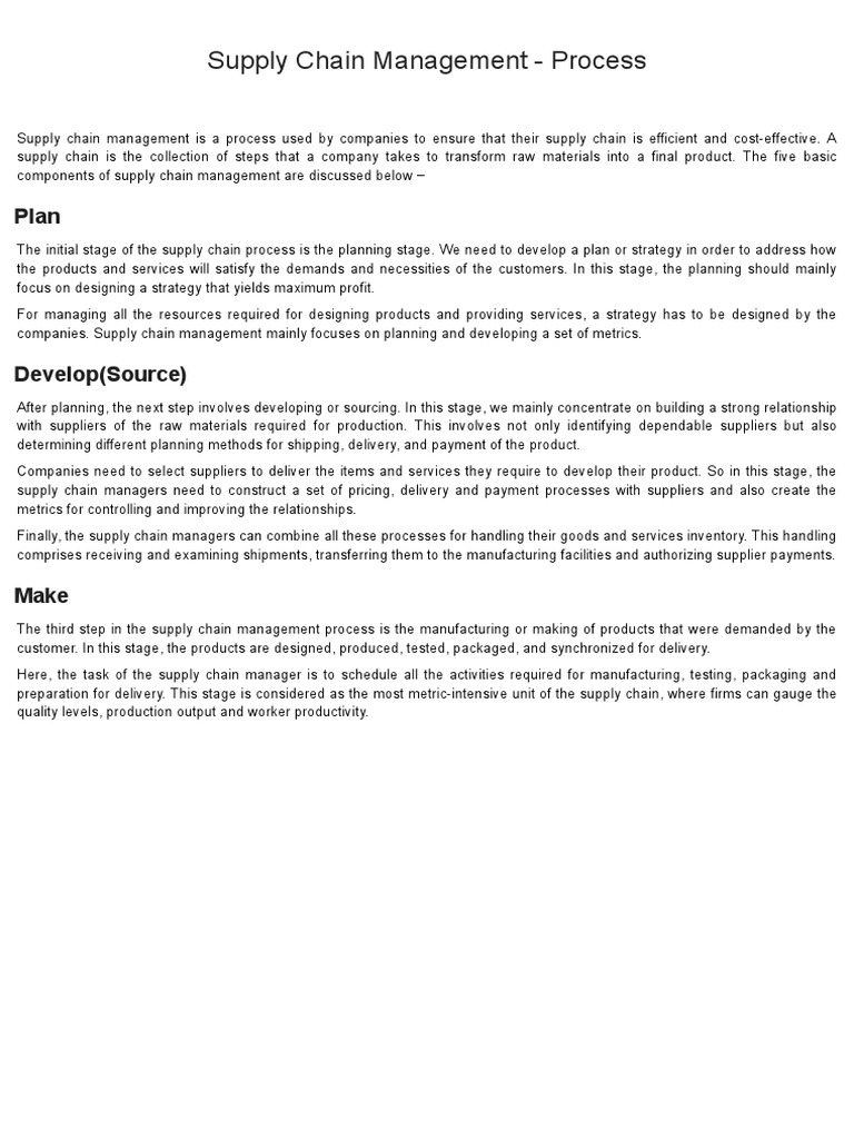 Supply Chain Management - Process - Tutorialspoint | PDF | Supply Chain ...