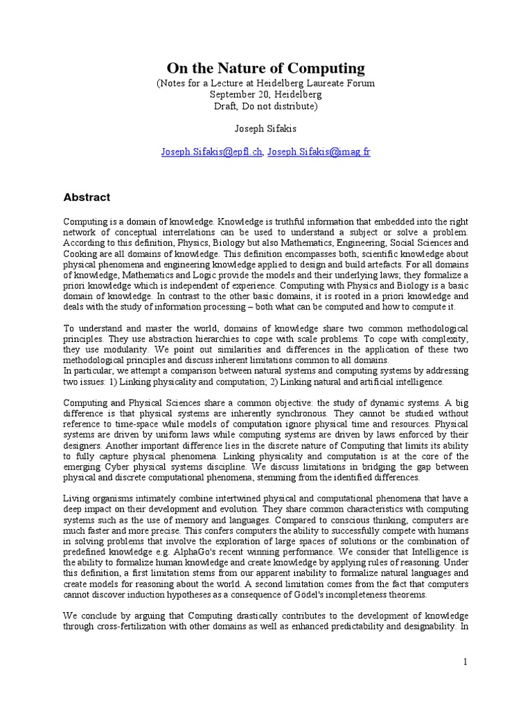 Sifakis On The NatureofCoputing-new - Print PDF | PDF | Mathematical ...