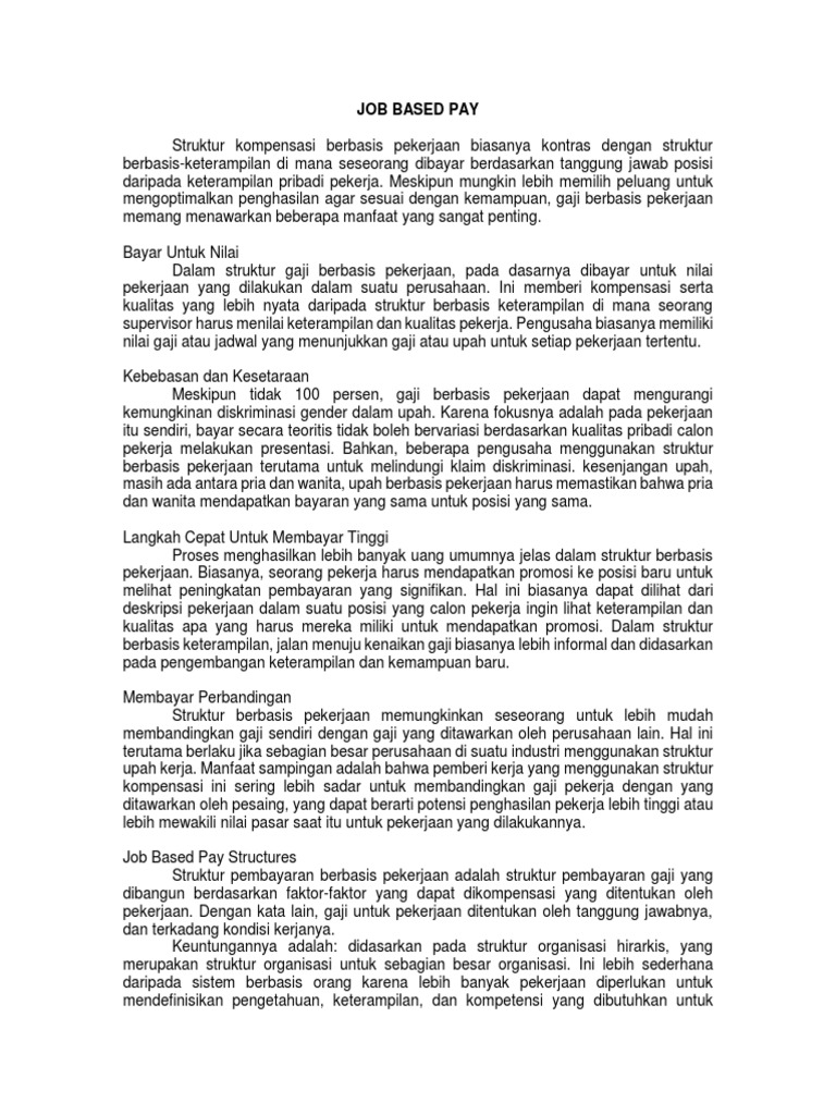 Job Based Pay | PDF