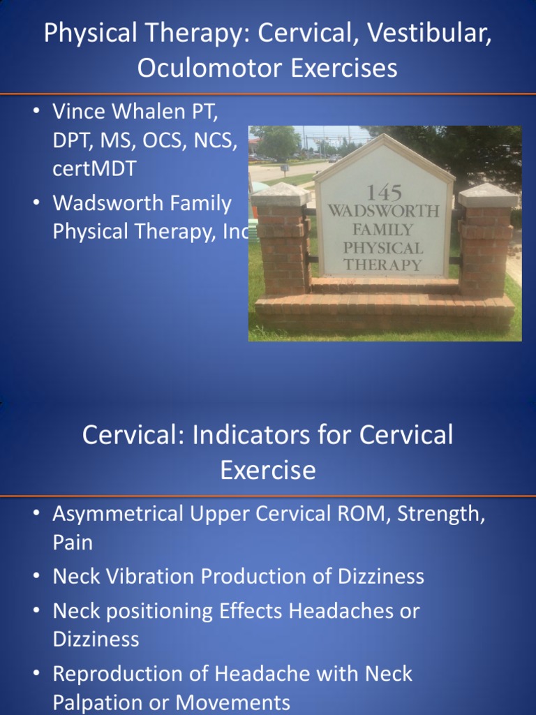 Handout-Whalen Physical Therapy - Cervical Vestibular and Oculomotor ...