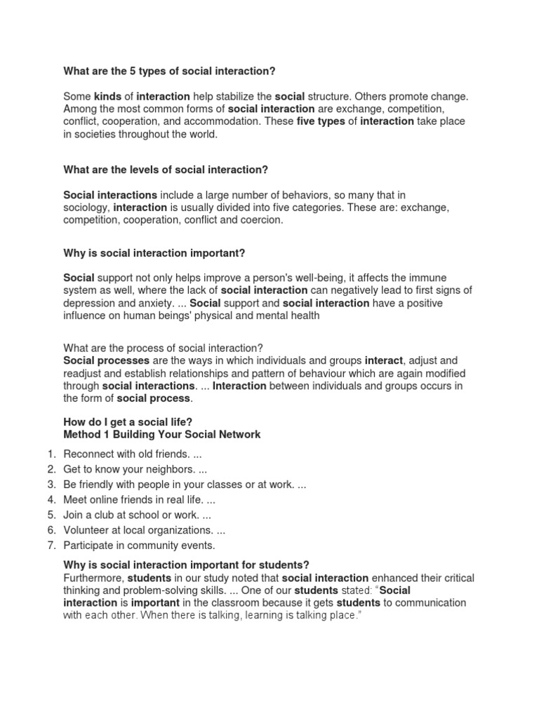 What Are The 5 Types of Social Interaction | PDF | Social Science ...