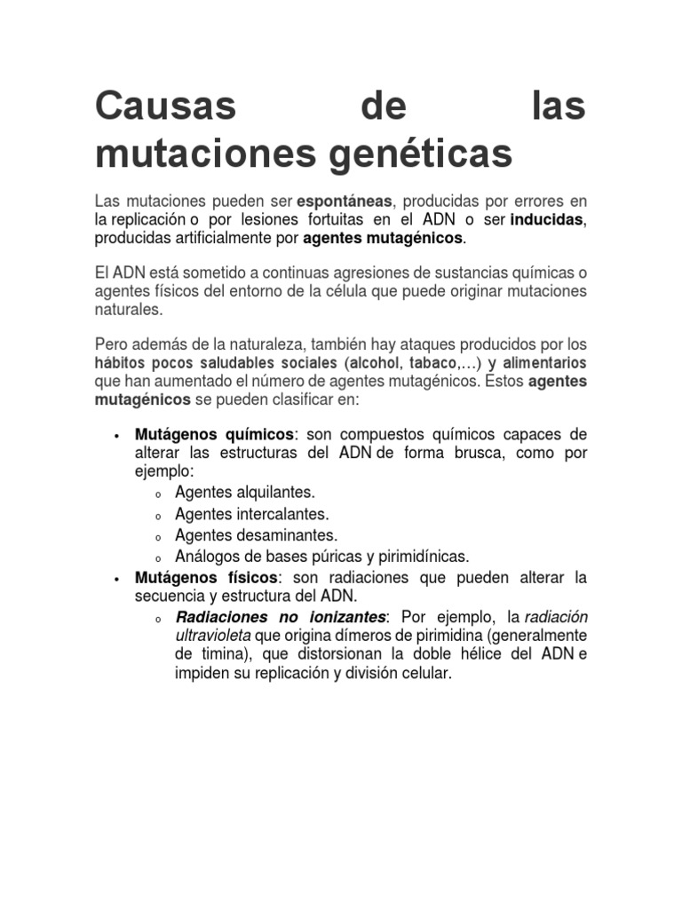 Causas de Las Mutaciones Genéticas | PDF
