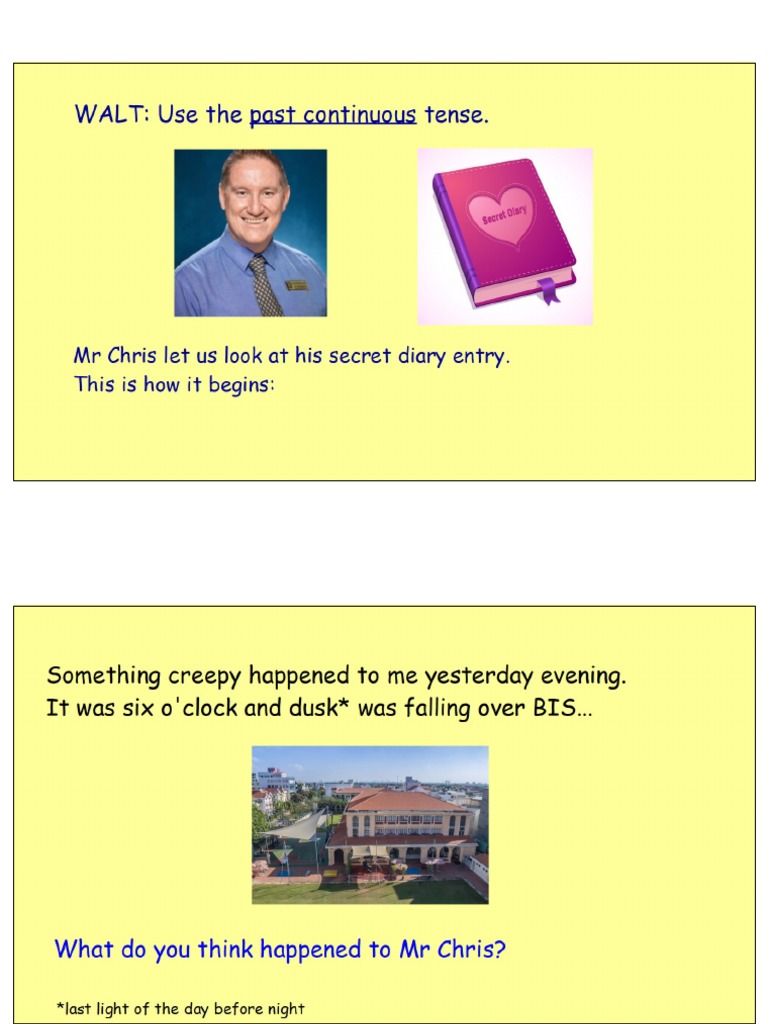 EAL Diary Writing Past Continuous | PDF