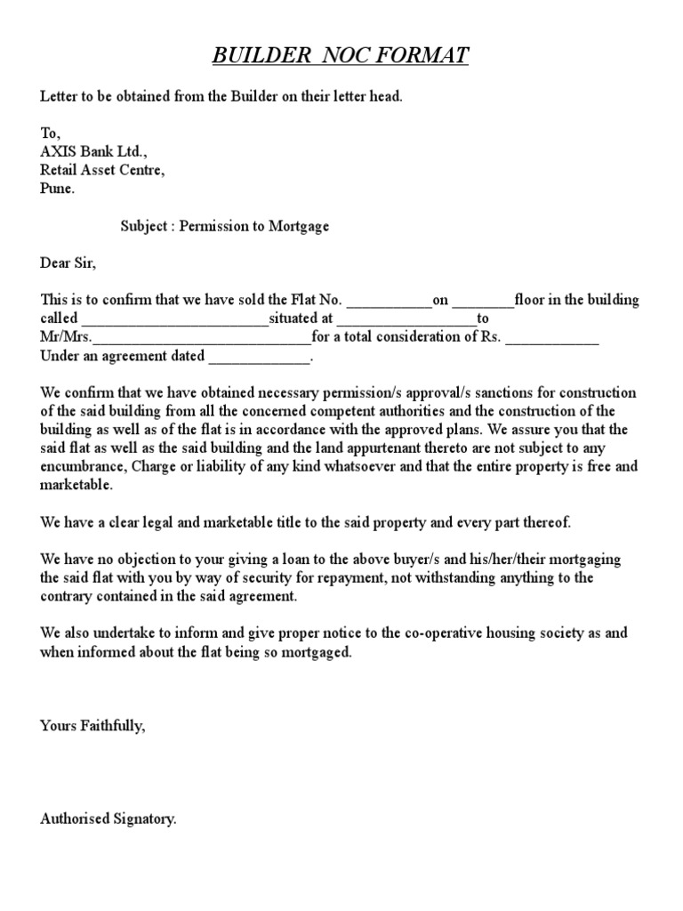 Builder Noc New Flat | PDF | Business | Law
