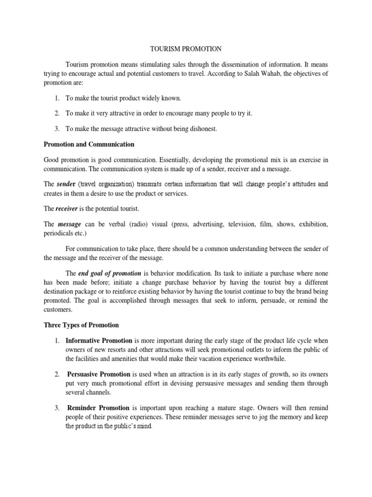 Tourism Promotion | PDF | Advertising | Mass Media