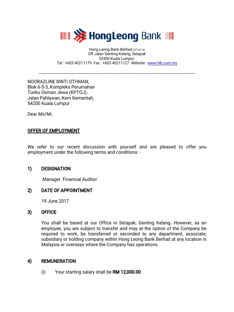 Offer Letter | PDF