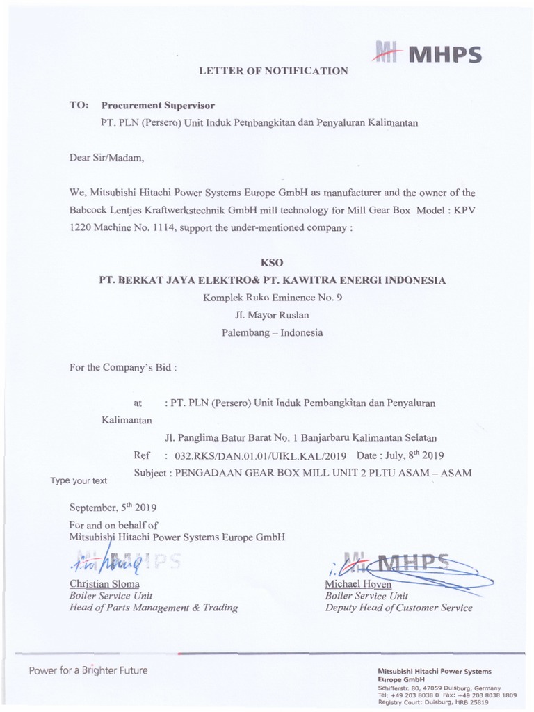 Contoh Surat Penunjukan Pabrikan | PDF