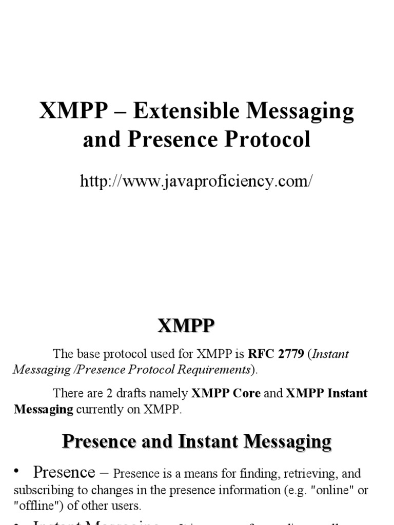 XMPP Protocol Overview & Features | PDF | Data Transmission | Computer ...