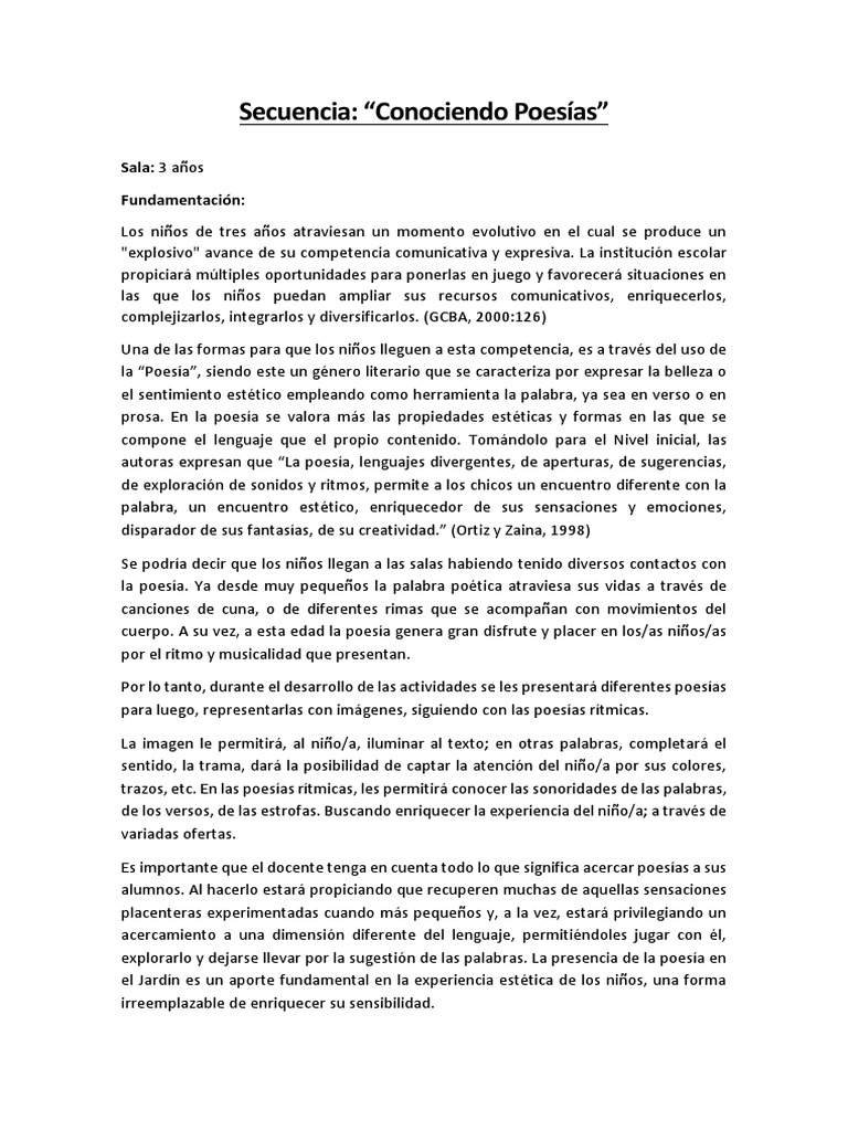Secuencia de Poesias (Sala de 3) | PDF | Poesía